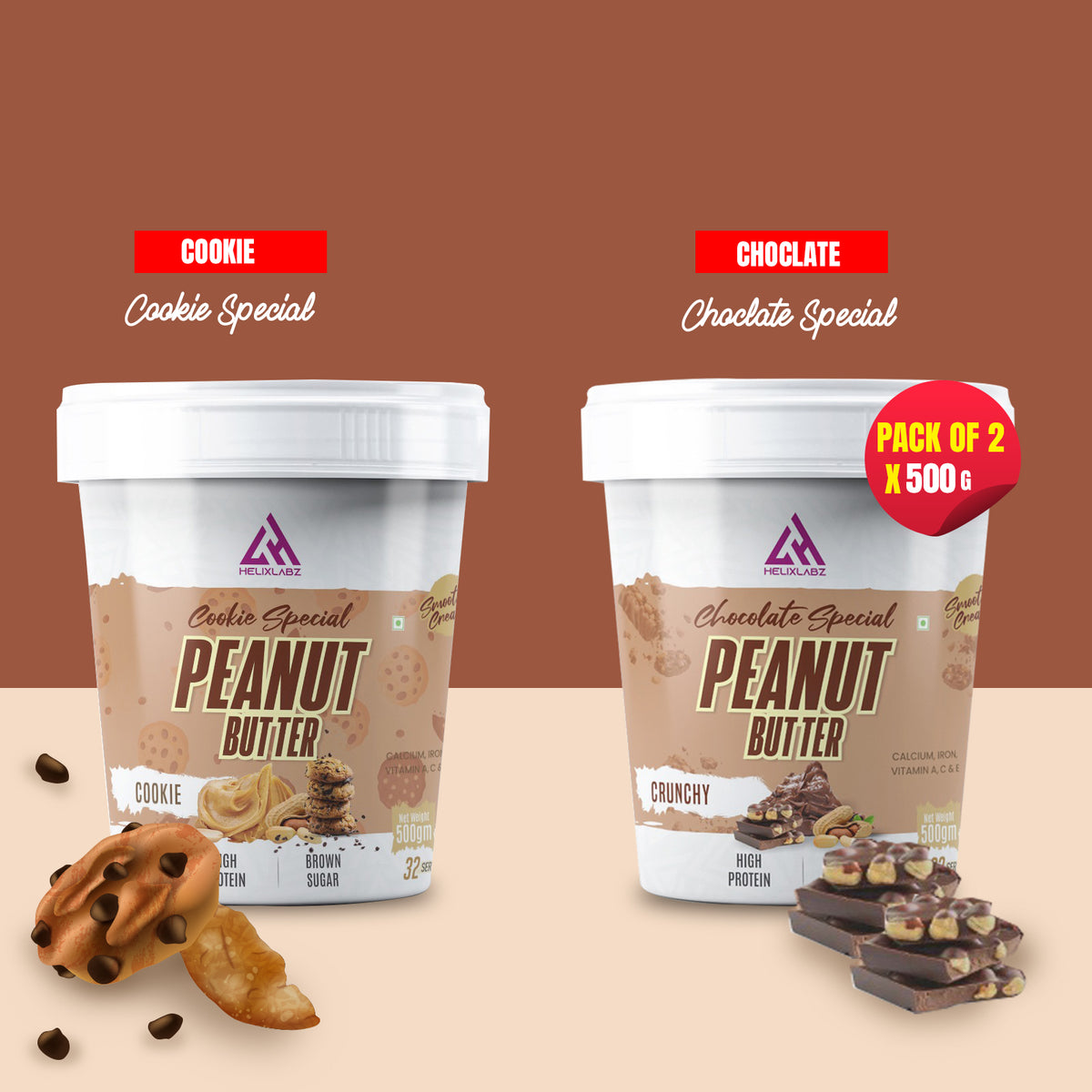 Helix Labz High Protein Peanut Butter Combo: Cookies & Chocolate Speci