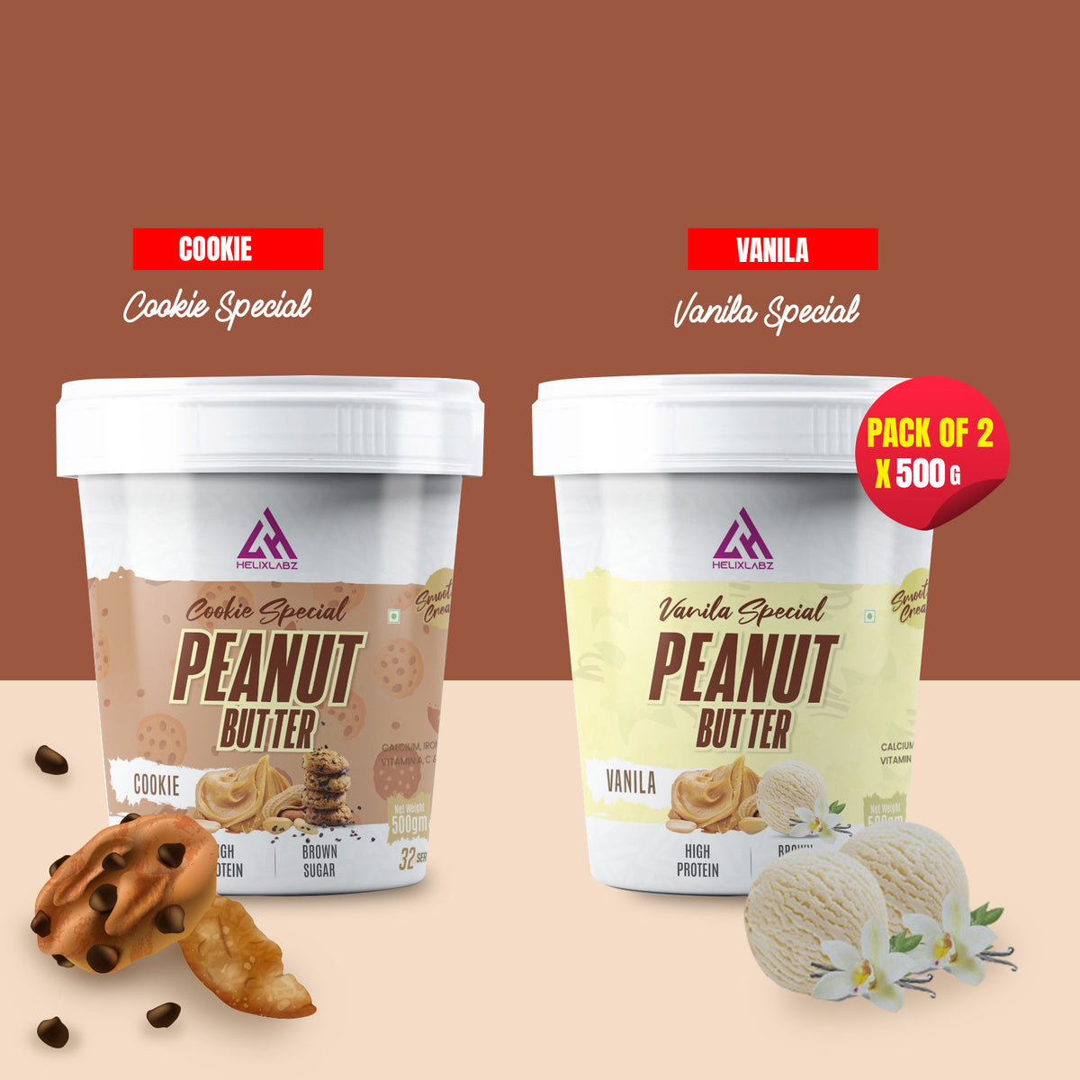 Helix Labz High Protein Peanut Butter Combo: Cookies & Vanilla Special