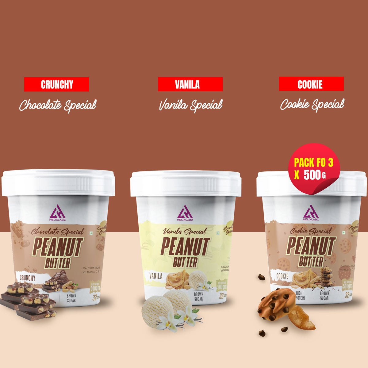 Helix Labz High Protein Peanut Butter Combo: Chocolate & Vanilla ...